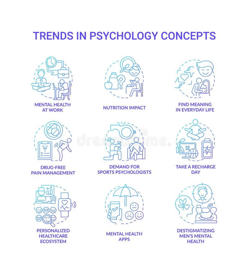 Trends in Psychology Blue Gradient Concept Icons Set Stock Vector ... Trends in Psychology Blue Gradient Concept Icons Set Stock Vector ...