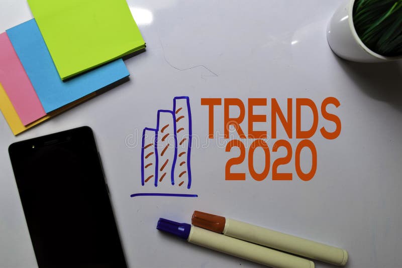 Trends 2020 Text on White Board with Chart,phone and Sticky Note Stock ...