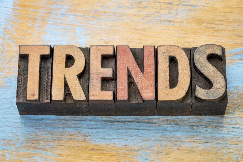 Trends Word Abstract in Wood Type Stock Image - Image of block ...