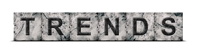 Trends, Word on an Alphabet on Stone Blocks, Isolated on White ...