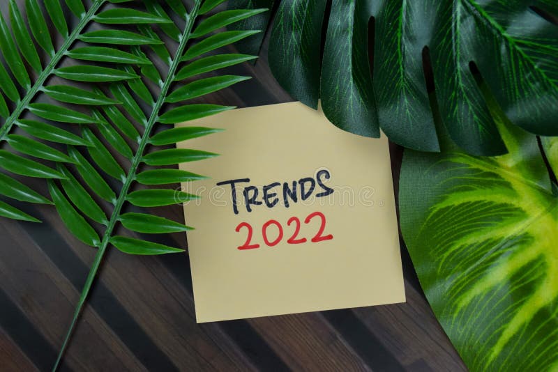 Trends 2022 Write on Sticky Notes Isolated on Wooden Table Stock Image ...
