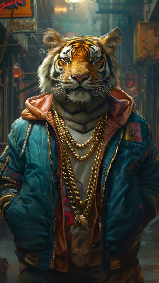 Trendsetting tiger in a stock photo. Image of contrast - 315892844