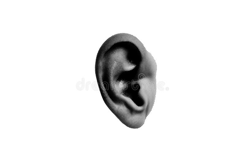 Trendy Abstract Cutout Ear Halftone Collage Element for Design Montage ...
