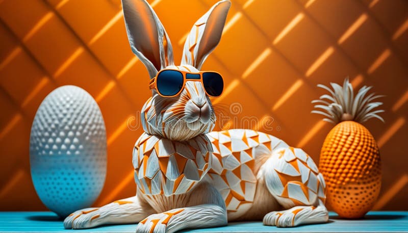 Trendy Abstract Modern Rabbit with Glasses .Generative AI Stock ...