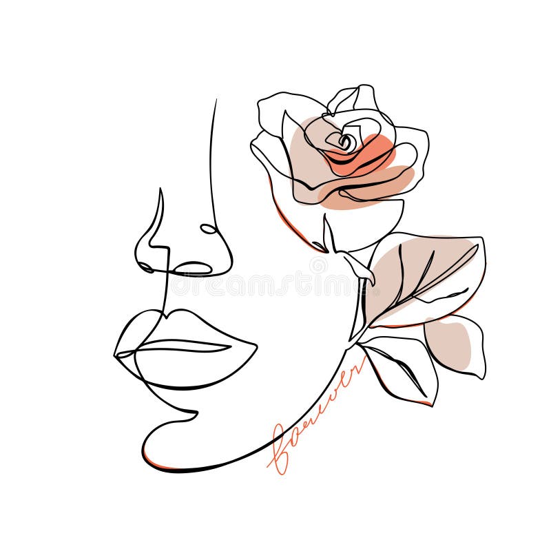 Face With Flowers Print One Line Face Svg Face One Line Drawing