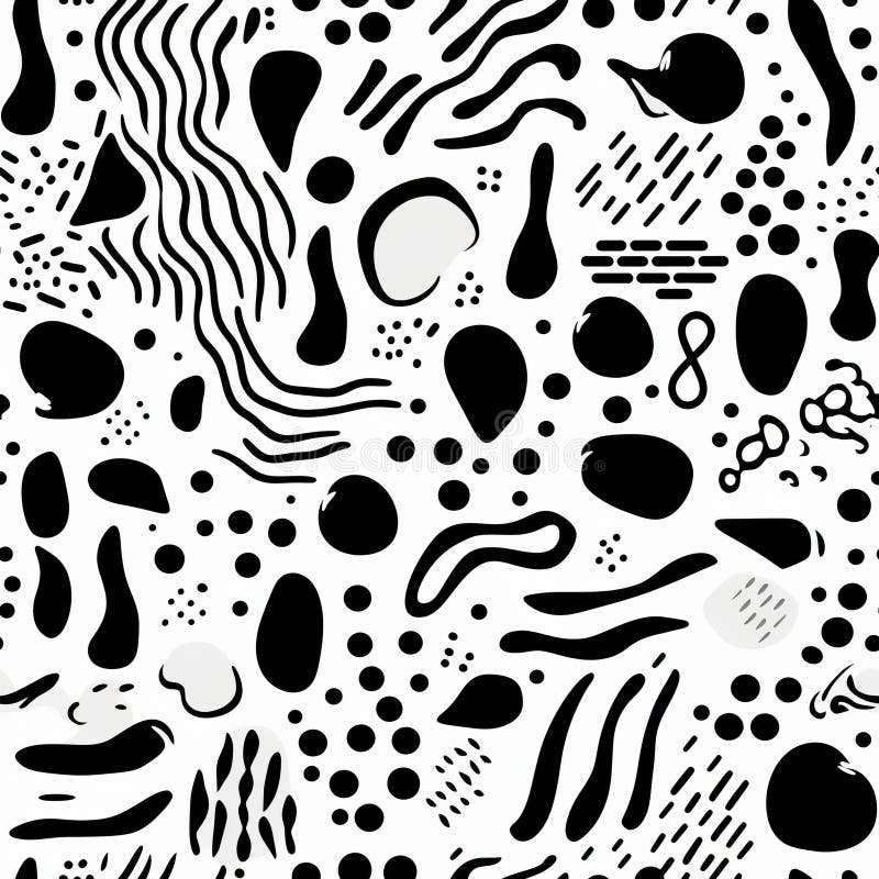 Trendy Abstract Organic Lines Patterns with Dots and Squiggle Texture ...