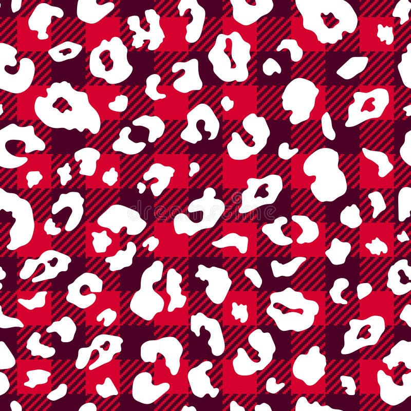Trendy Abstract Seamless Pattern. Red Buffalo Plaid Background with ...