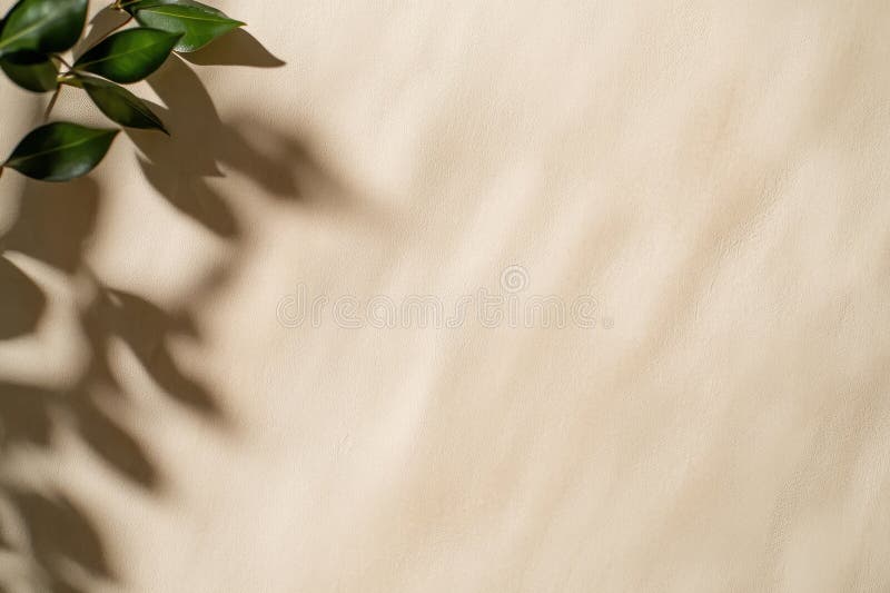 Trendy Abstract Tree Leaves Shadows on Beige Wall Texture Background ...