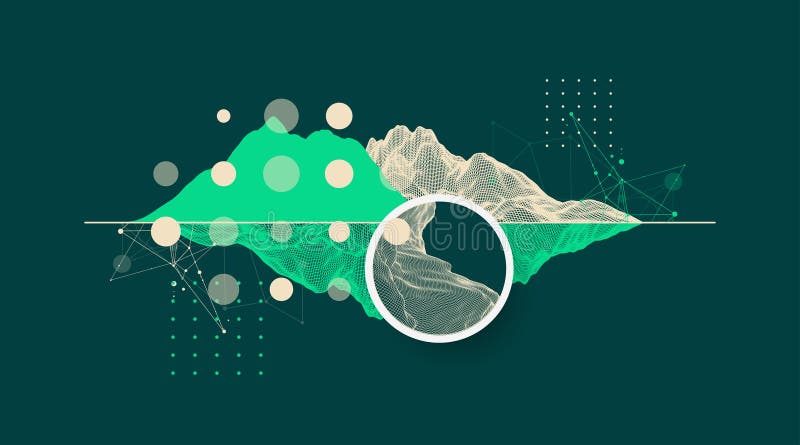 Trendy Abstract Wireframe Mountain Background. Modern Science or ...