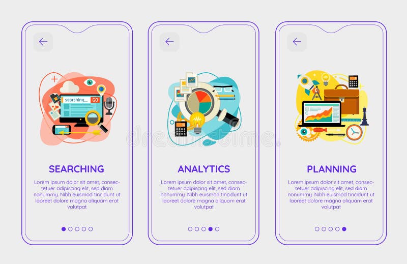 Trendy Analytics and Planning UI Mobile App Splash Onbard Screens Stock ...