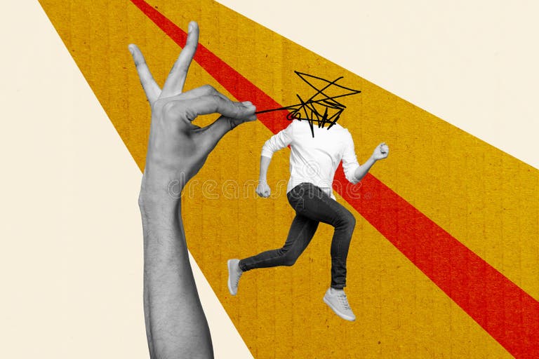 Trendy Art 3d Creative Image Collage of Anonym Man instead Head ...