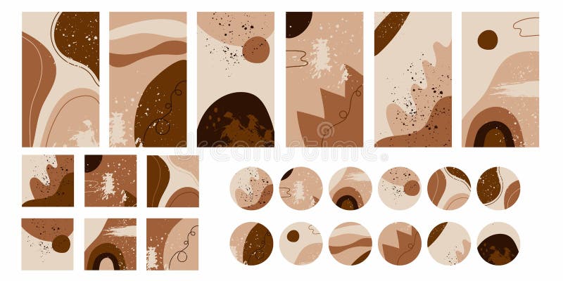 Trendy Backgrounds. Patterns Doodle Shapes Beige and Brown Forms ...