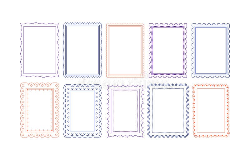 Trendy Border Collection with Geometric Patterns and Curved Shapes ...