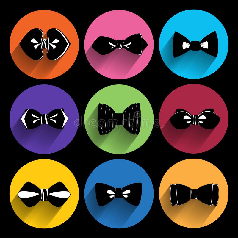 Trendy Bow Tie Icons with Long Shadow Stock Vector - Illustration of ...
