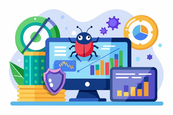 Trendy Bug Fixes Illustrated with Charts and Graphs Showcasing Software ...