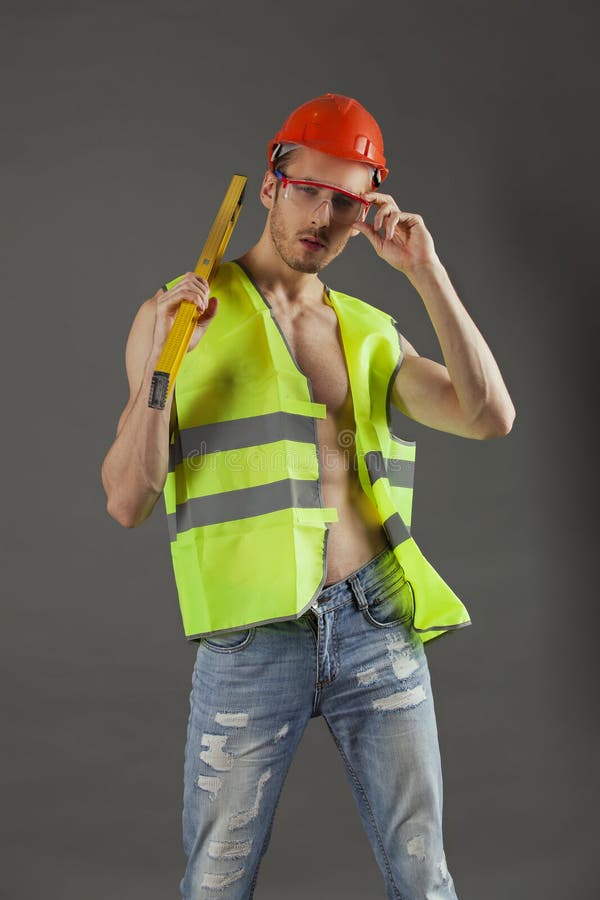 Trendy Builder Helmet and Goggles Stock Image - Image of engineer ...