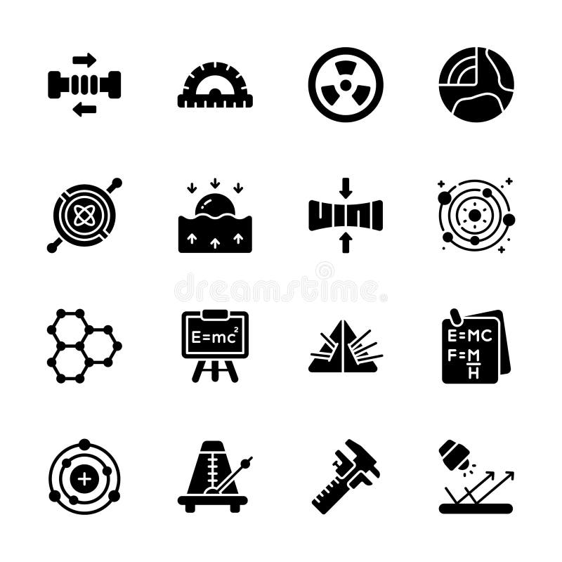 Trendy Bundle of Physics Glyph Icons Stock Illustration - Illustration ...