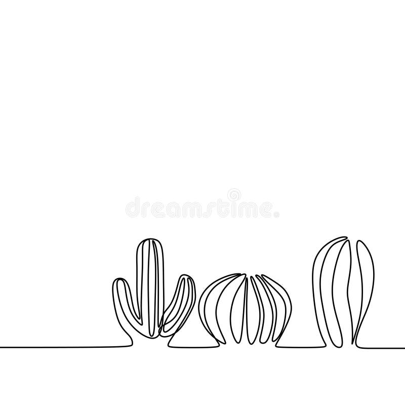 Cactus One Line Continuous Drawing Minimalism Design Stock Vector ...