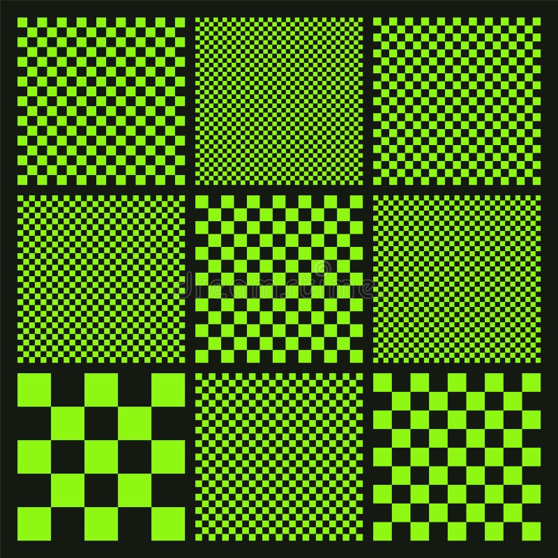 Trendy Checkered Pattern, Black and Green Tiled Grid. Funky Geometric ...
