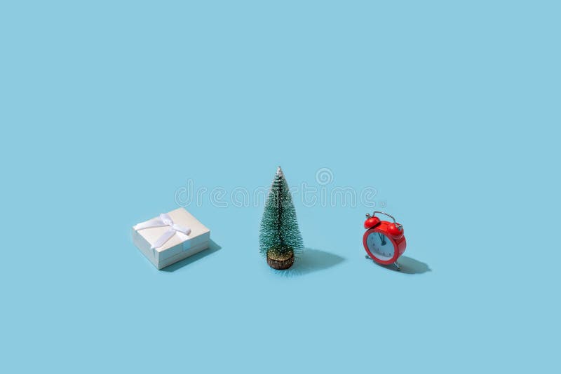 Trendy Christmas Layout Made with Various Winter on Blue Background ...