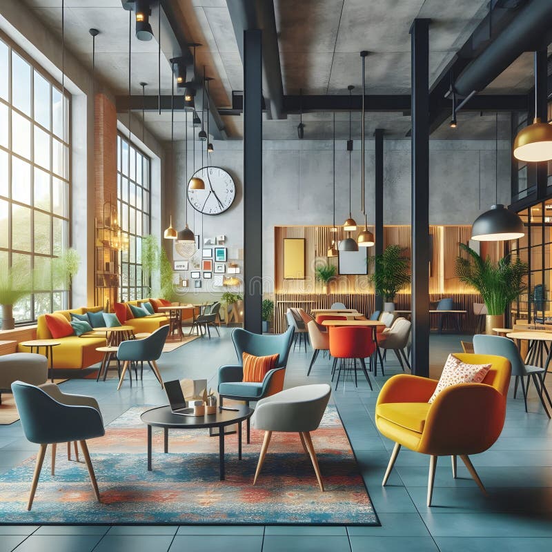 A Trendy Co-working Space with an Open Floor Plan Stock Photo - Image ...