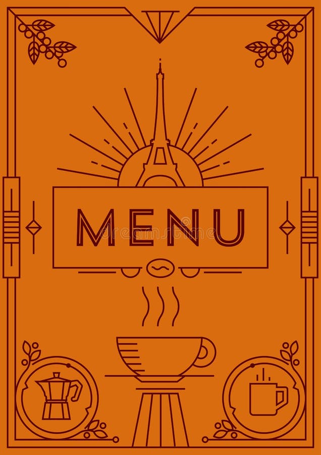 Trendy Coffee Menu Design with Linear Icons Stock Vector - Illustration ...