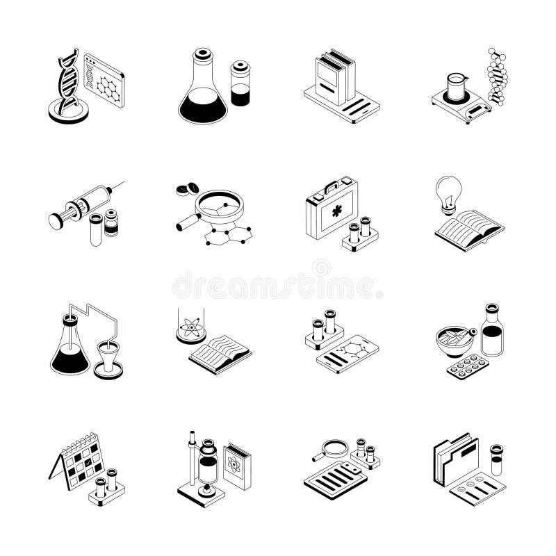 Latest Set of Lab Study Isometric Icons Stock Illustration ...