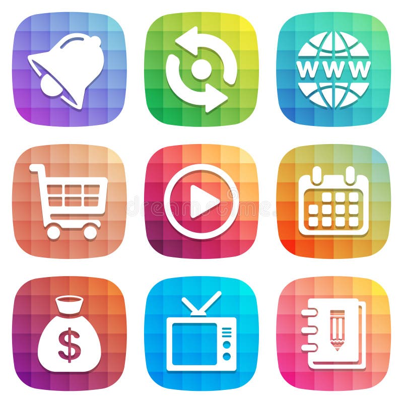 Trendy Colorful Icon Set. Vector Design Element Stock Vector ...