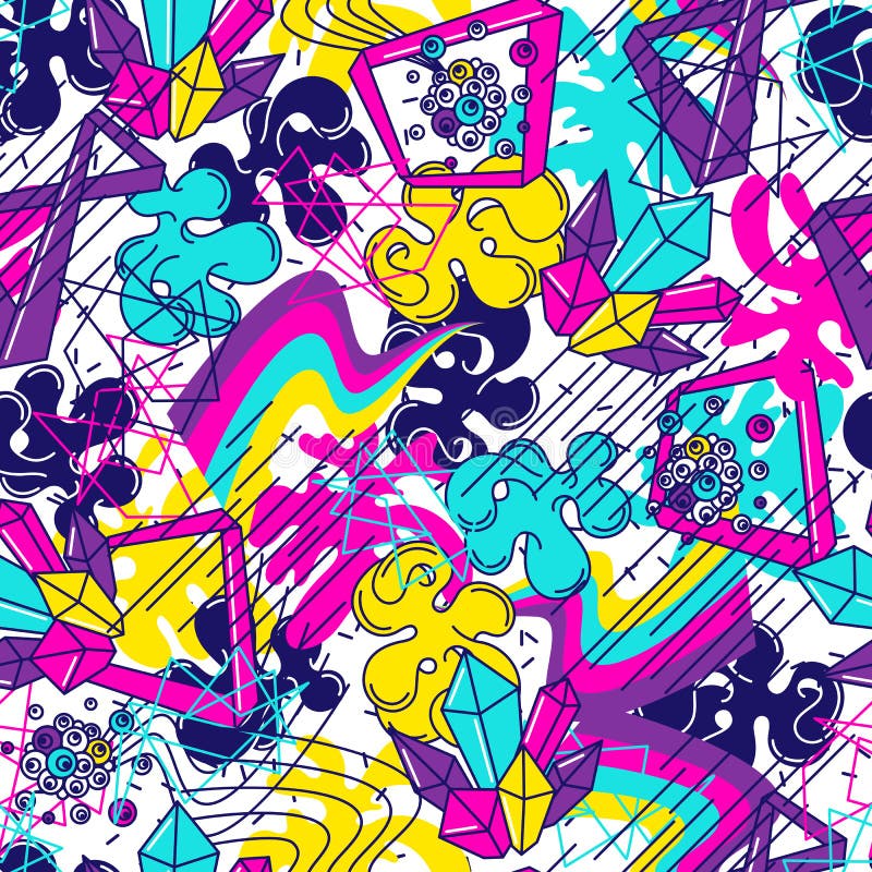 Trendy Colorful Seamless Pattern. Abstract Modern Color Elements in ...