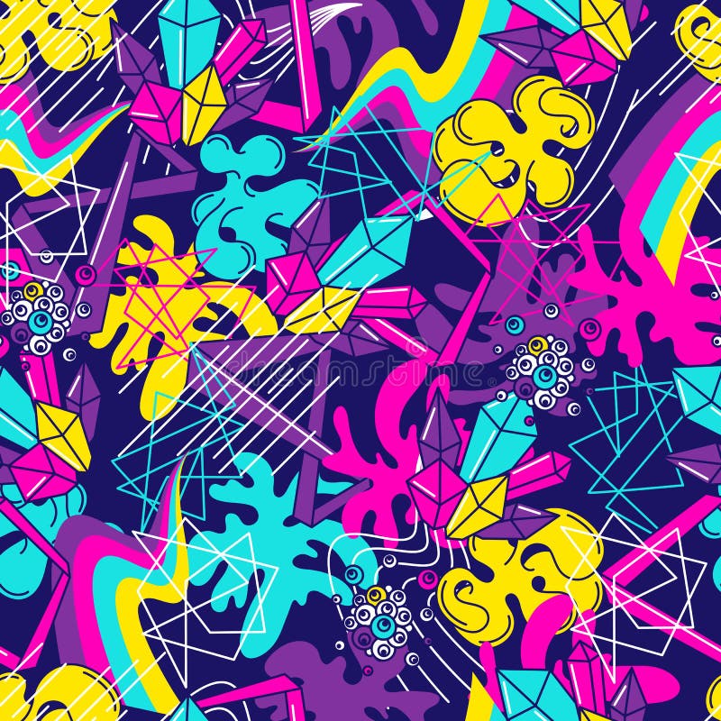 Trendy Colorful Seamless Pattern. Abstract Modern Color Elements in ...
