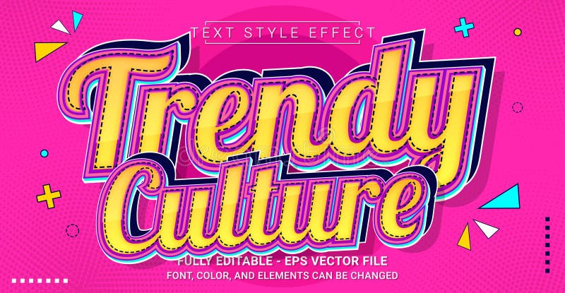 Trendy Culture Text Style Effect. Editable Graphic Text Template Stock ...