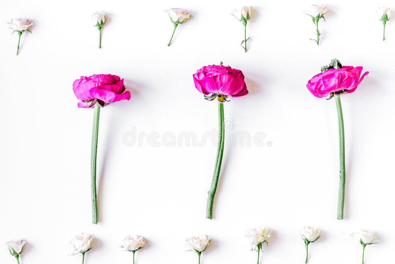 Trendy Design with Flower Pattern on White Background Top View Mock Up ...