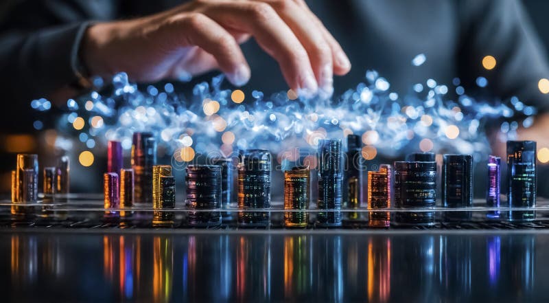 Trendy Digital Currency Concept Showcases an Interactive Hand ...