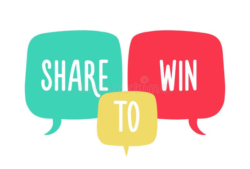Trendy Doodle Speech Bubbles with Share To Win Text. Vector ...