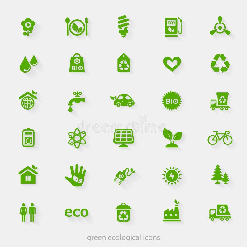 Trendy Ecological and Natural Green Icons Collection Stock Vector ...