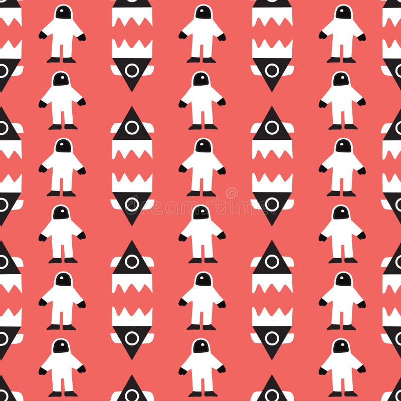 Trendy Fashion Pattern with Spaceman and Rocket. Stock Vector ...