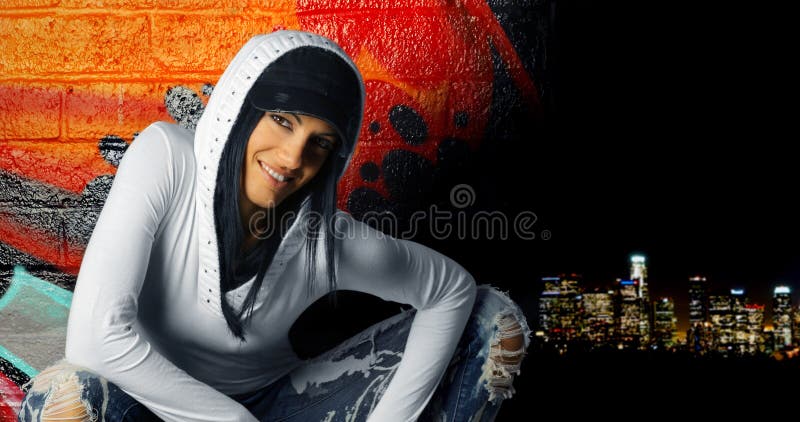 Trendy Female Model in City Stock Photo - Image of urban, smile: 20130696