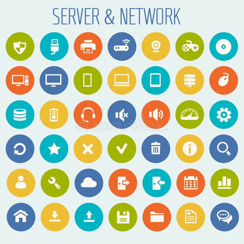 Big Computer Networks Icon Set Stock Vector - Illustration of computer ...
