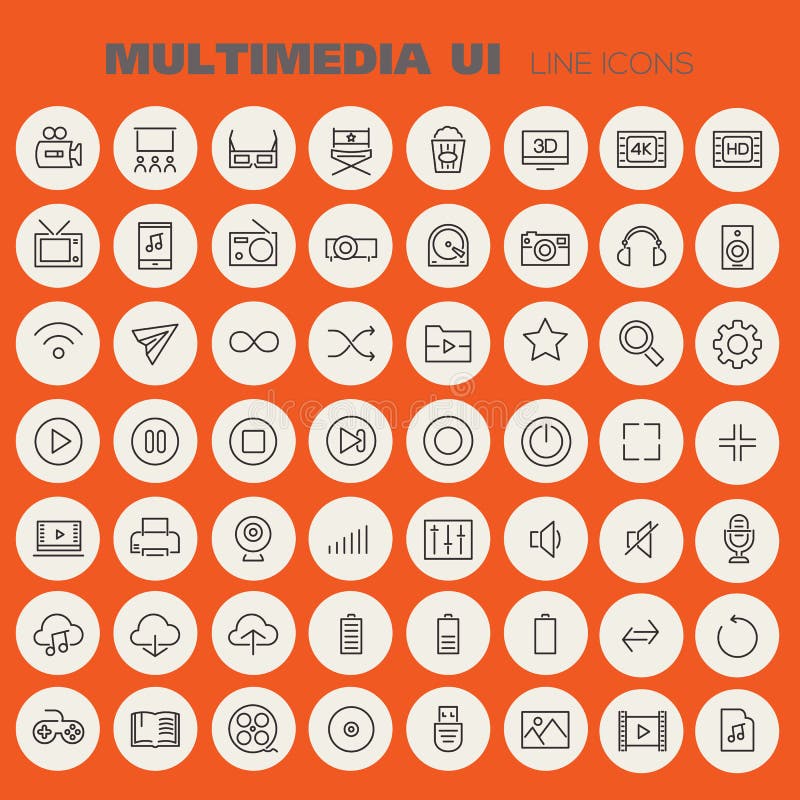 Big Multimedia icon set stock vector. Illustration of microphone ...