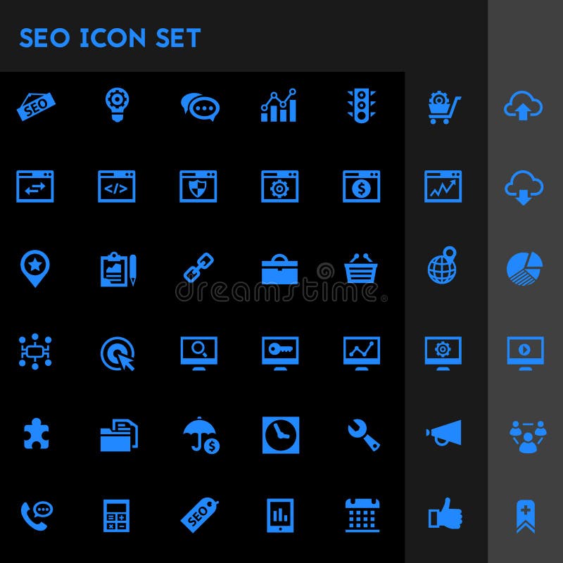 Big SEO icon set stock vector. Illustration of media - 126366405