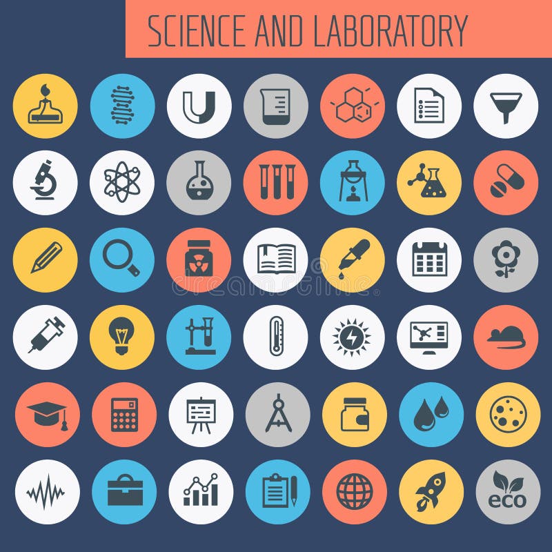 Science and Laboratory Icon Set, Trendy Flat Icons Collection Stock ...