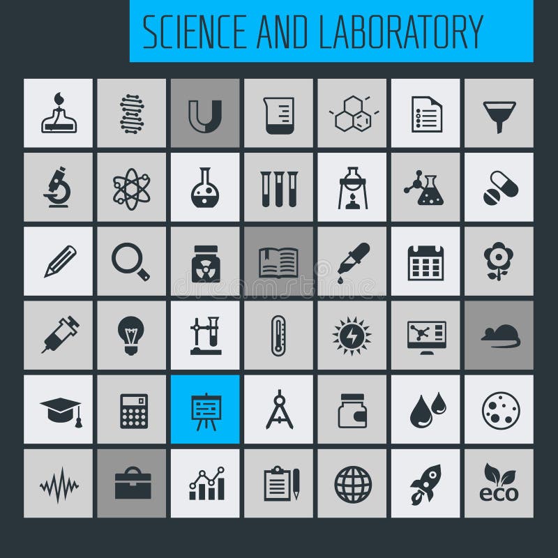 Science and Laboratory Icon Set Stock Vector - Illustration of school ...