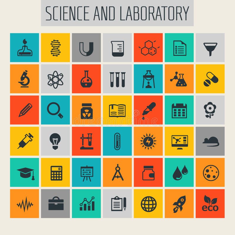 Science and Laboratory Icon Set Stock Vector - Illustration of science ...