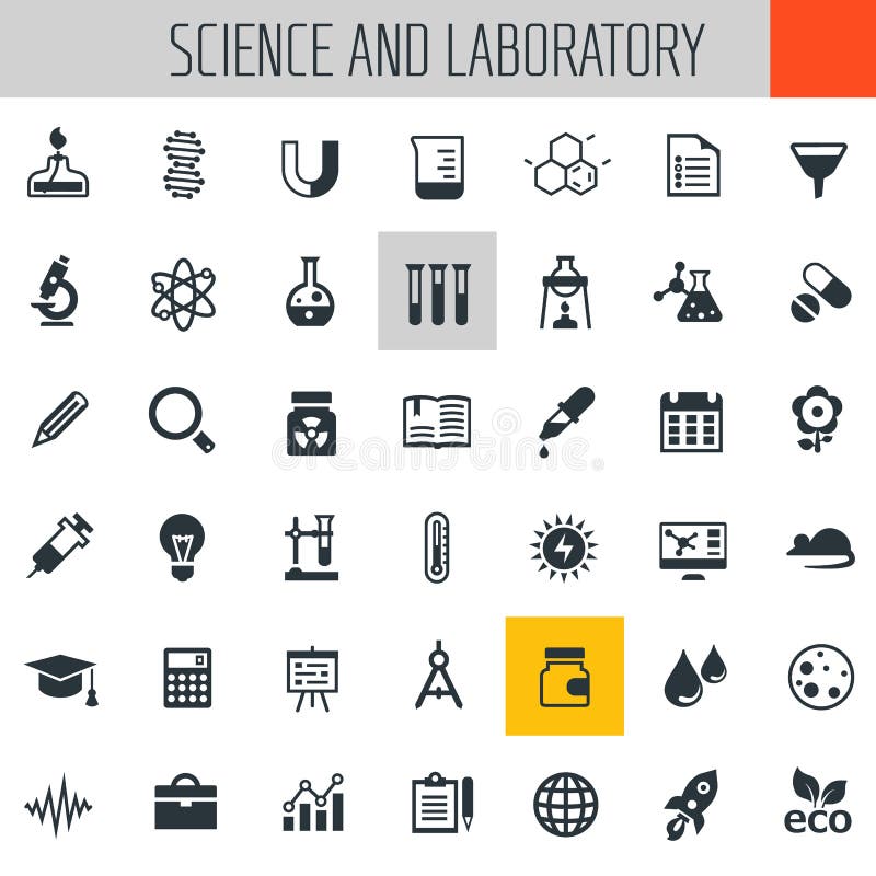 Science and Laboratory Icon Set Stock Vector - Illustration of line ...