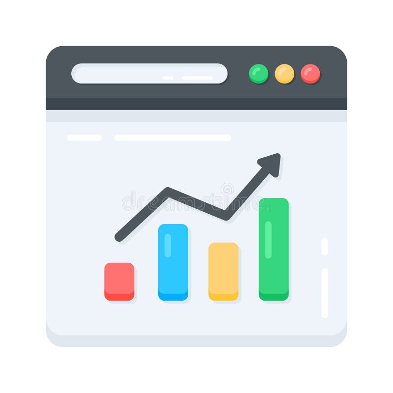 A Trendy Flat Icon Showing Web Analysis Charts Stock Vector ...