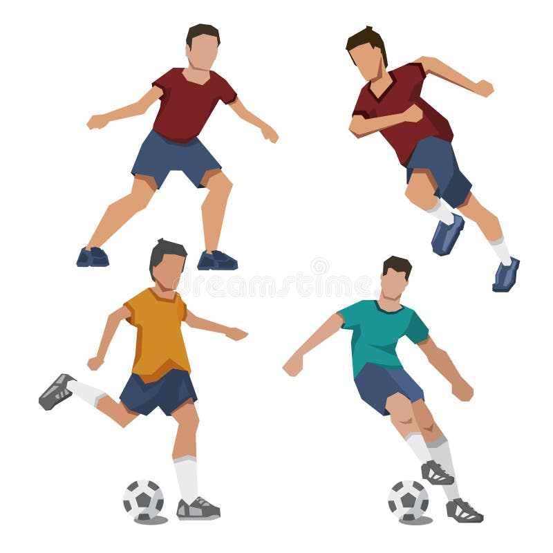 Trendy Flat Style Football Players Collection. Vector Eps10 Stock ...