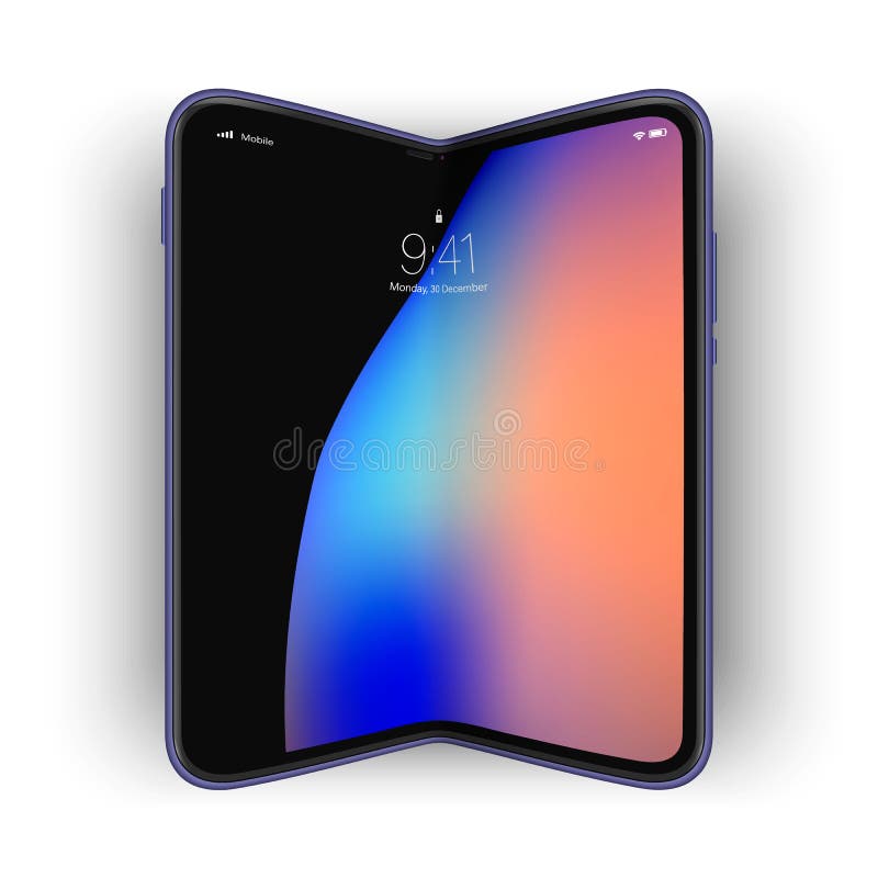 Trendy Flexible Phone, Future Device Concept. Foldable Gadget With ...
