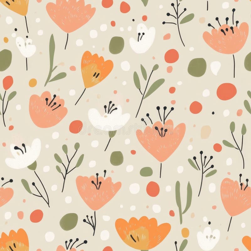 Trendy Floral Pattern: Modern Seamless Design with Abstract Flowers ...