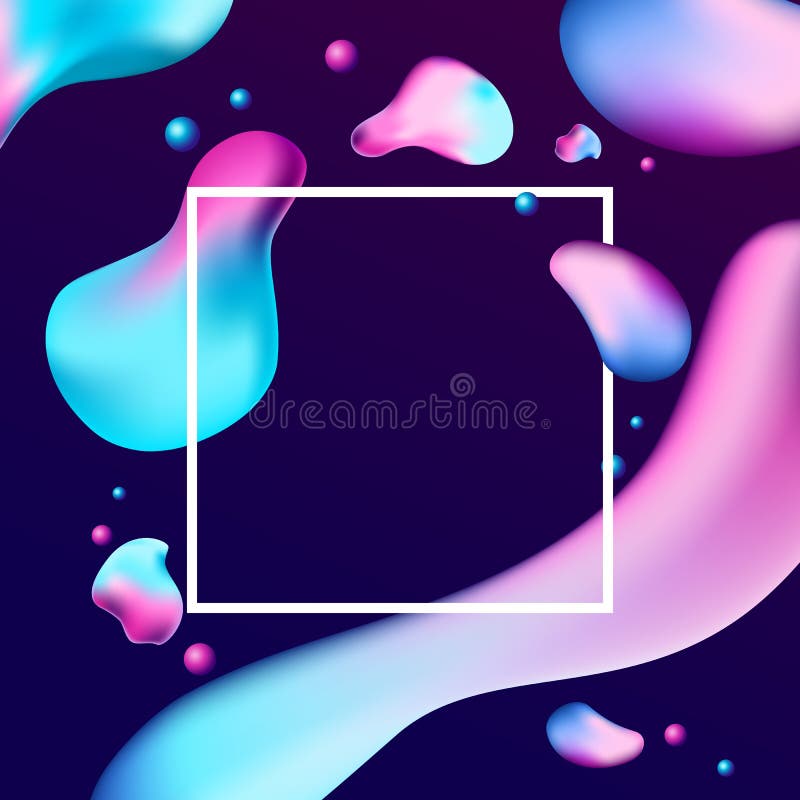 Trendy Fluid Shape Bright Gradient Colors. Fluid, Liquid, Ink Drops ...