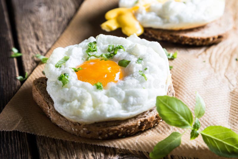 Cloud egg on toast stock image. Image of eggs, tasty - 133220007